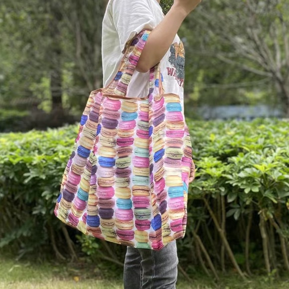 Bags | French Macarons Sweet Pastries Shopper Tote Bag Colorful ...
